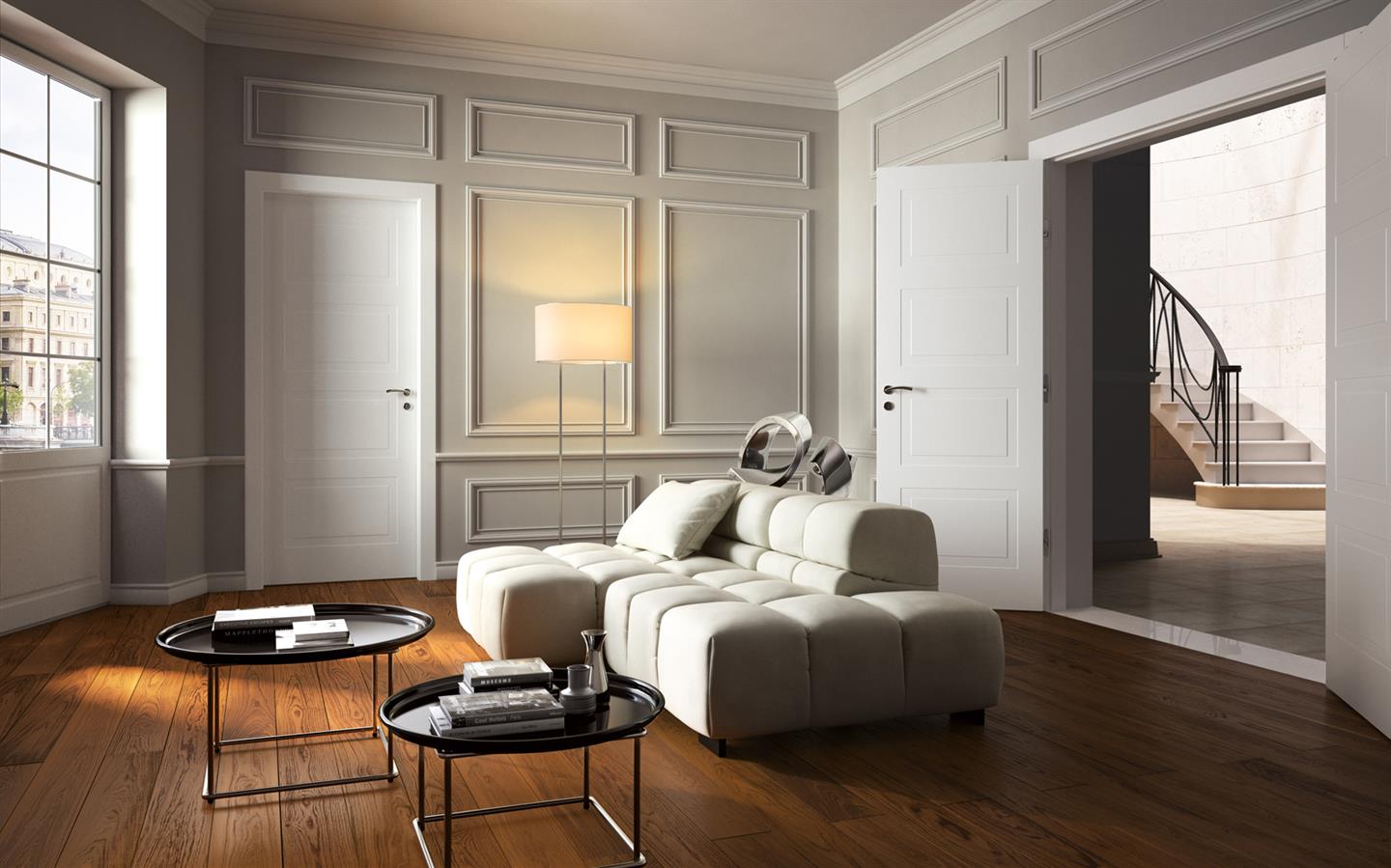 Porte bianche classiche Garofoli Miraquadra e Mirabilia